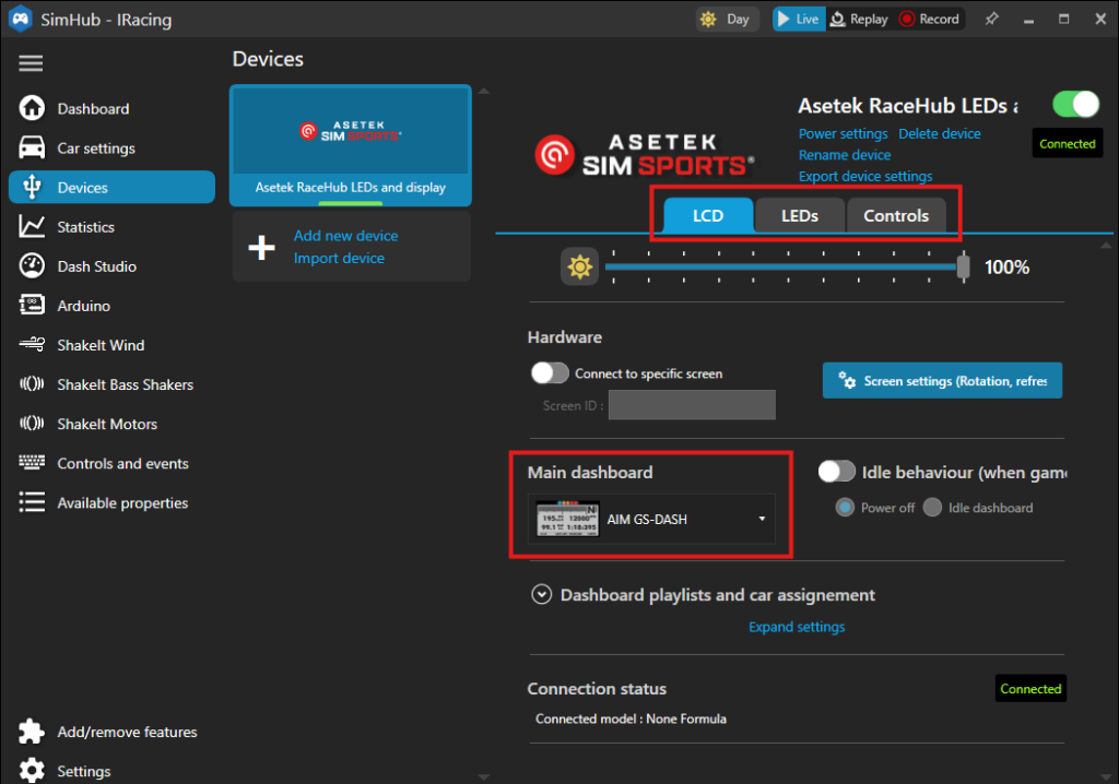Setup: SimHub Features - Asetek Simsports